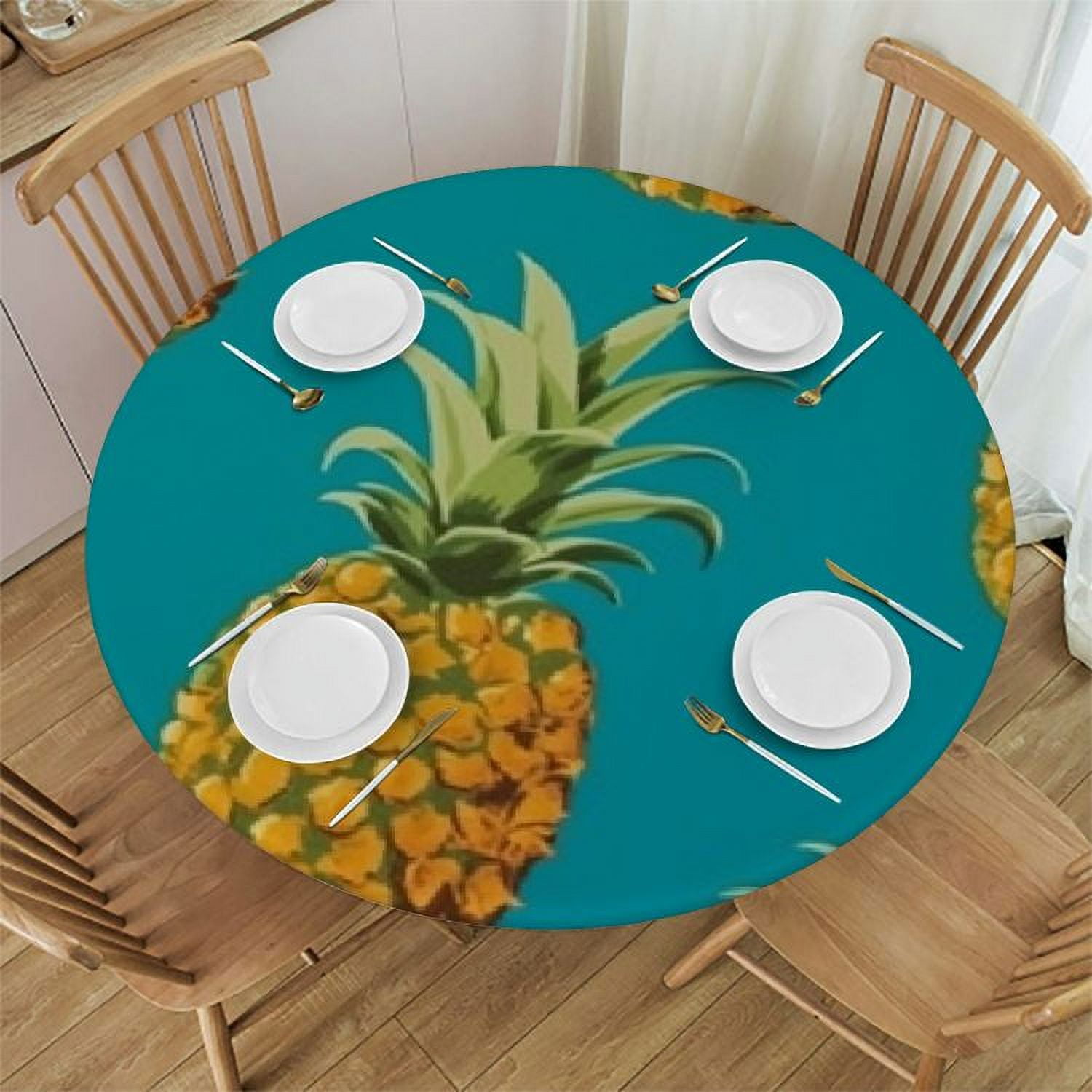 JEUXUS Round Table cover,Tropical Pineapples Washable Table Cover with ...
