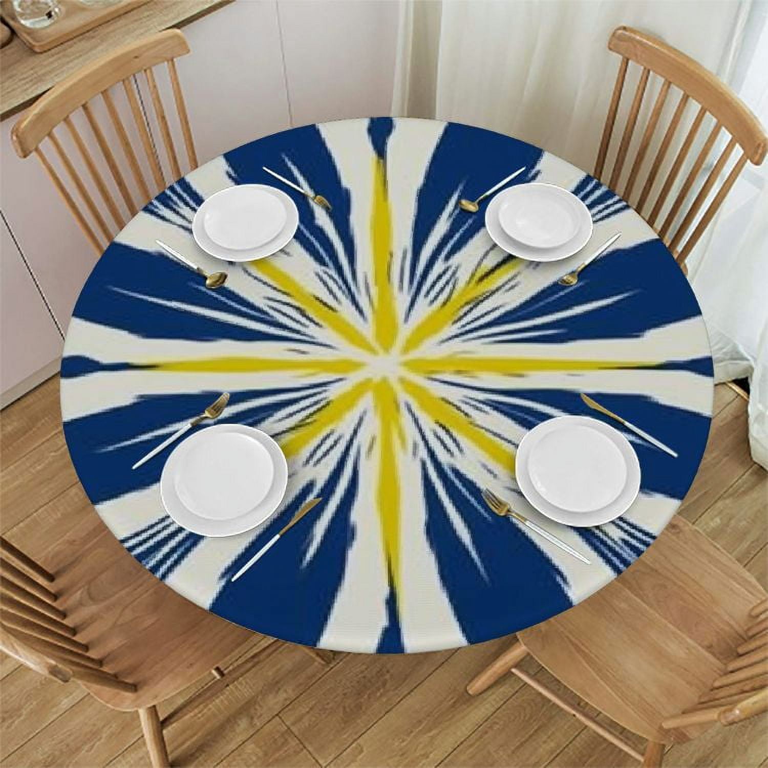 JEUXUS Round Table cover with Waterproof Stain Ceramic Pattern Retro ...