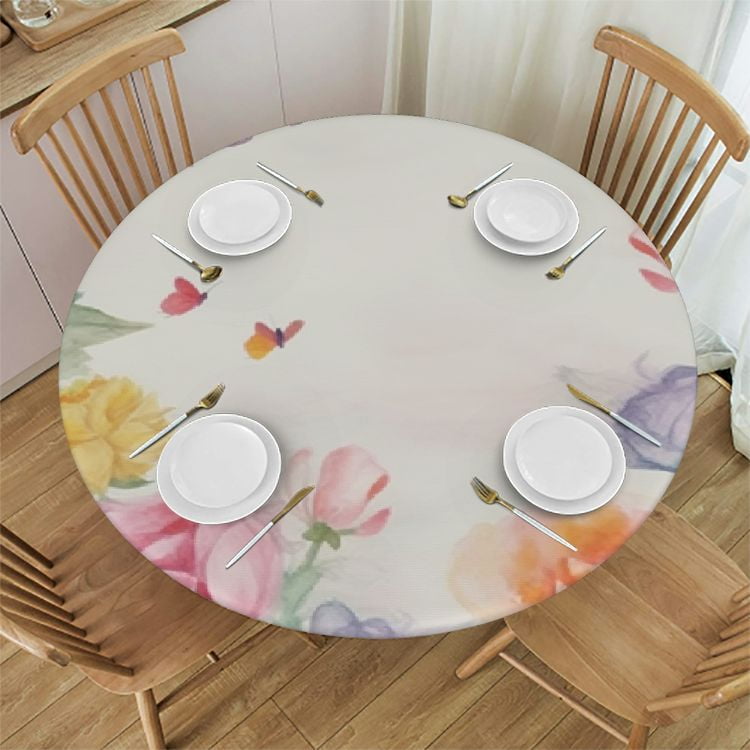 JEUXUS Round Tablecloth 60 Inch, Round Table Cloth, Water Resistant ...