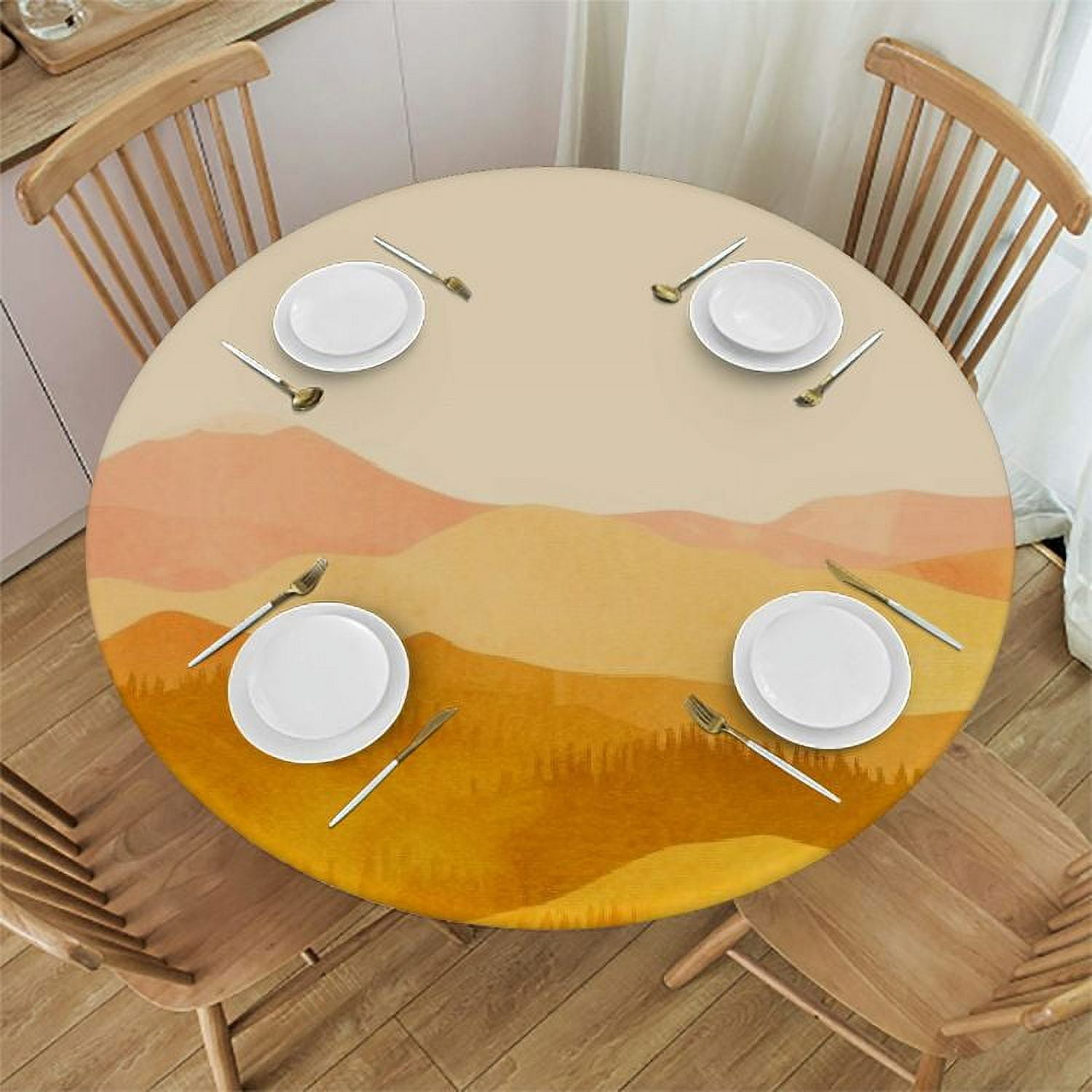 JEUXUS Round Tablecloth - Abstract Scenery Design - Perfect Table ...