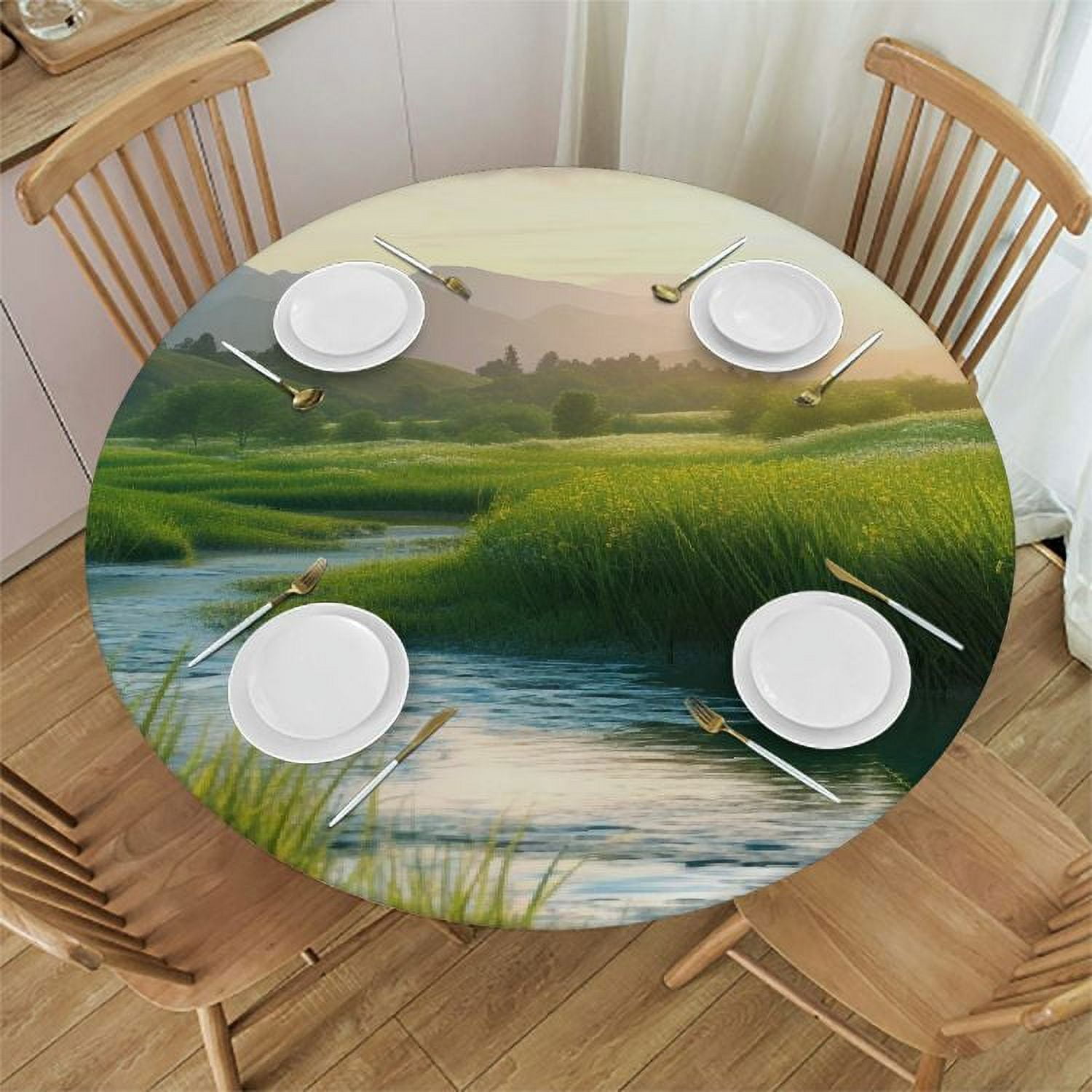 JEUXUS Round Tablecloth - Abstract Scenery Design - Perfect for Home ...