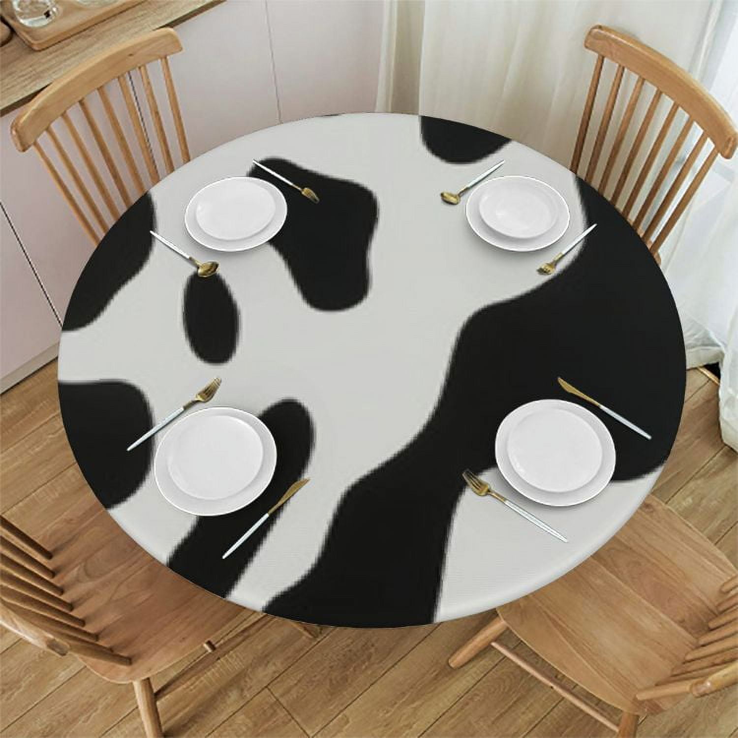 JEUXUS Round Tablecloth Cow Print Round Table Cloth, Stain Resistance ...