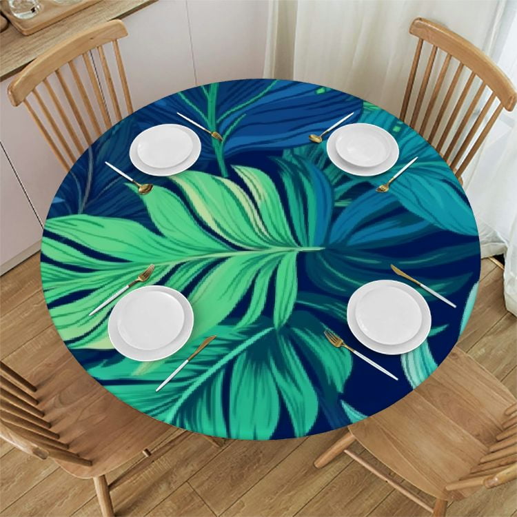 JEUXUS Round Tablecloth Fitted Elastic Tablecloths Indoor Outdoor ...