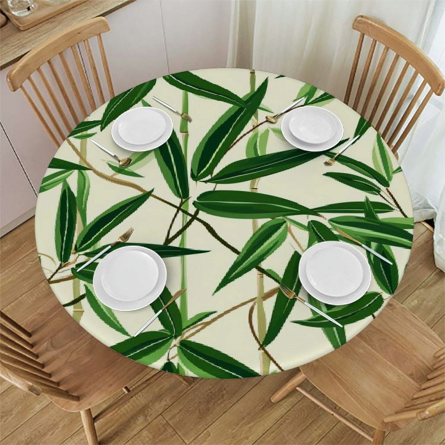 JEUXUS Round Tablecloth Palm Leaves Tropical Jungle Print White ...