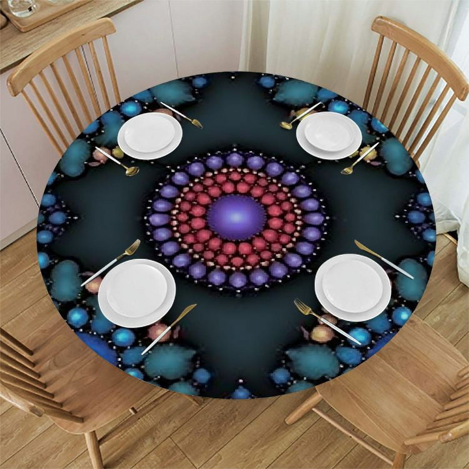 JEUXUS Round Tablecloth Polyester Outdoor use Artistic Style Pattern ...