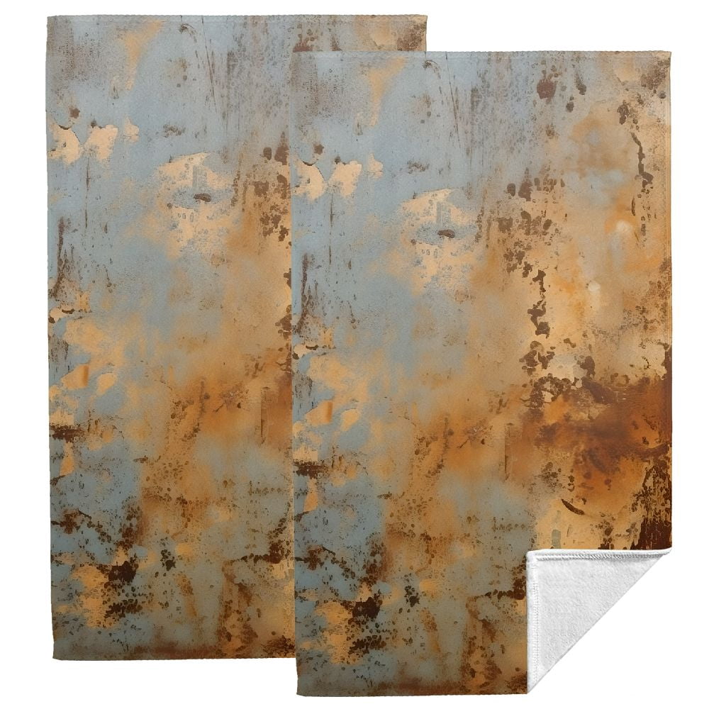 JEUXUS Rust Metal Abstract Absorbent Hand Towels 27.5*16in for Kitchens ...
