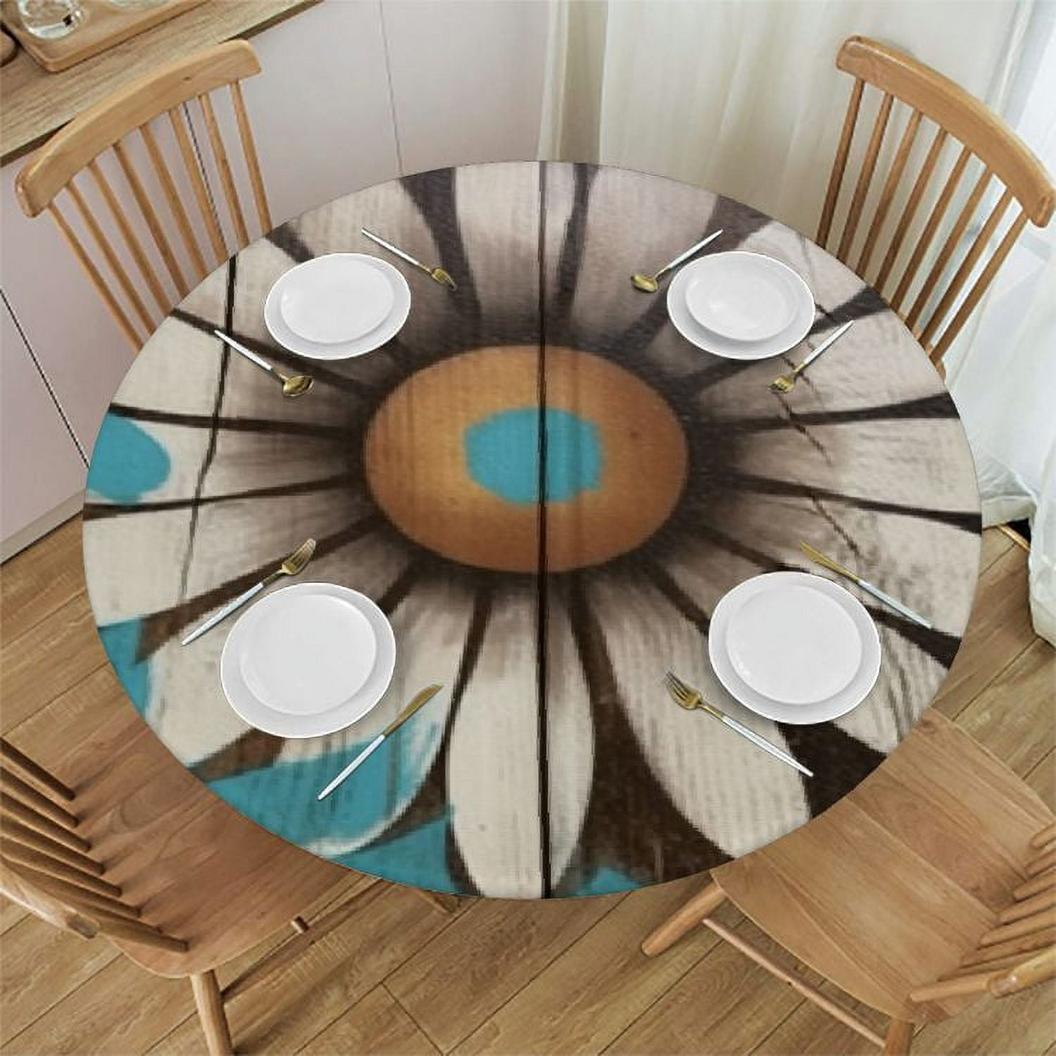 JEUXUS Rustic Daisy Round Table cover Vintage Flower on Wood Grain ...