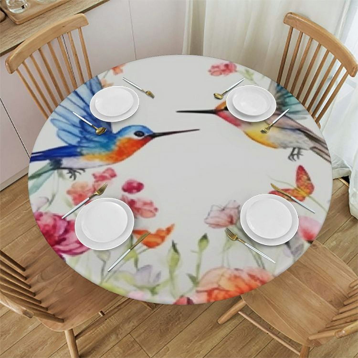 JEUXUS Rustic Farmhouse Hummingbird Round Table cover Watercolor ...