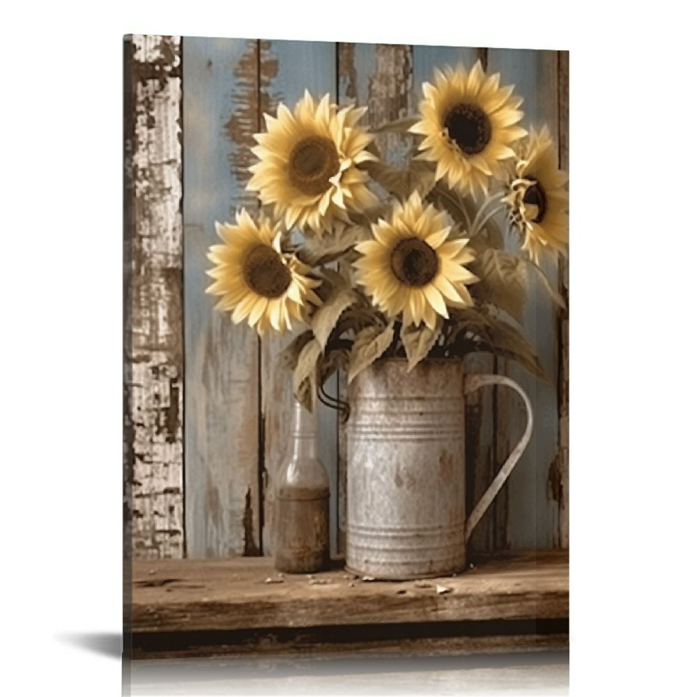 JEUXUS Rustic Farmhouse Sunflowers Wall Art Flowers Painting Country ...