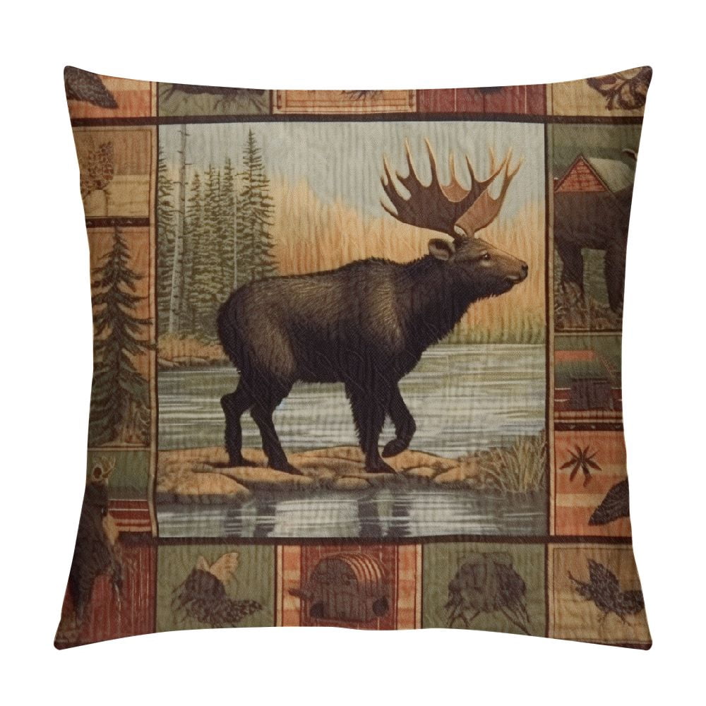 JEUXUS Rustic Western Bear Throw Pillows Cover Wildlife Bear Cabin ...