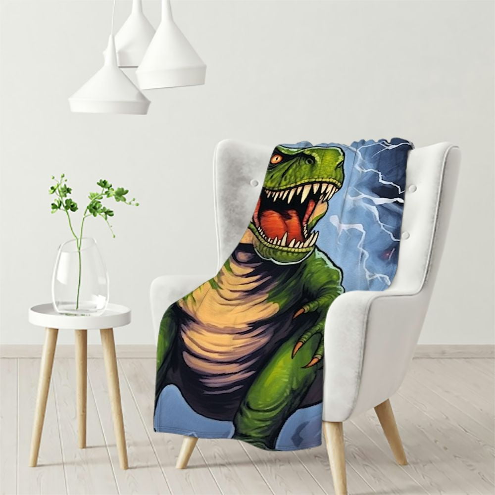 JEUXUS SNUGGLES Dinosaur T-Rex in The Dark Throw Blanket for Boys; Dino Birthday for Kids ...