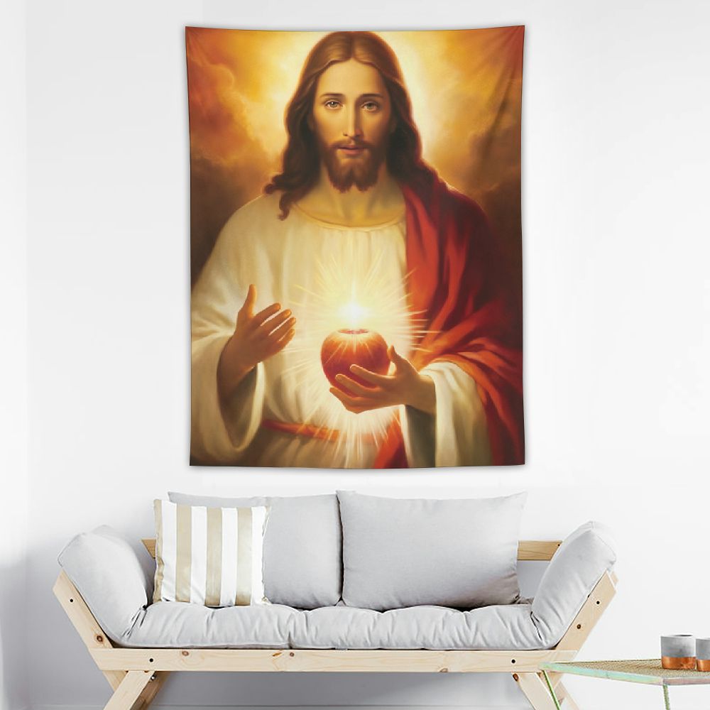 JEUXUS Sacred Heart Of Jesus Jesus Christ Style Tapestry Abstract Art ...