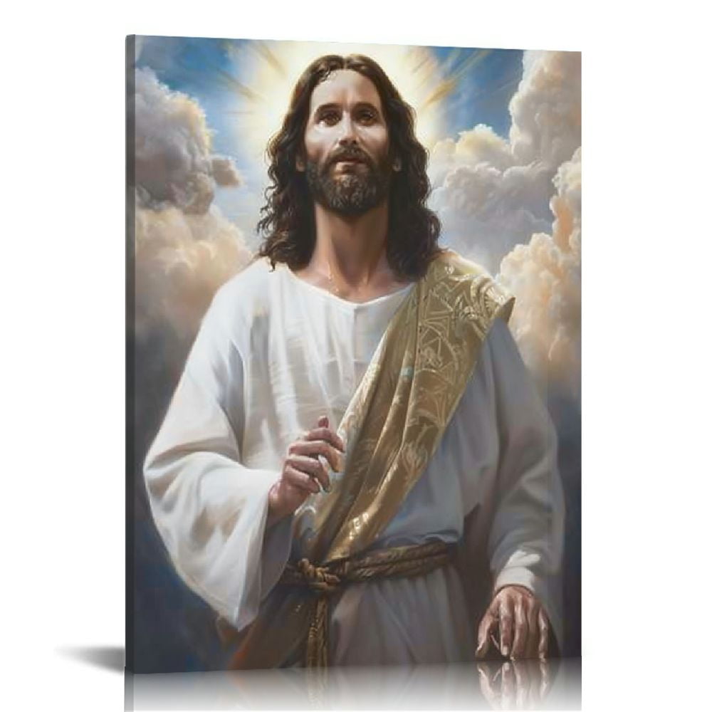 JEUXUS Sacred Heart of Jesus Poster Christ Picture Religious Catholic Canvas Wall Art Picture ...