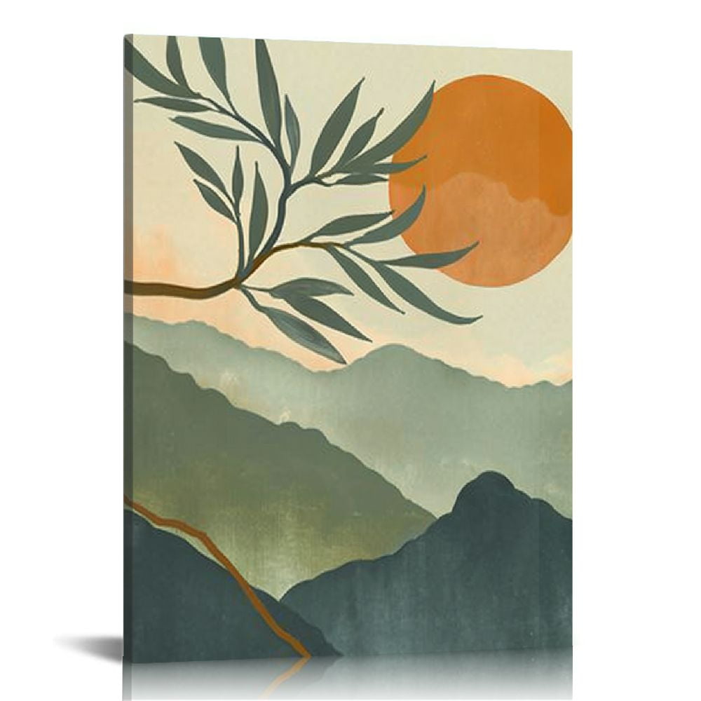 JEUXUS Sage Green Modern Boho Wall Art Prints, Framed Neutral Artwork ...