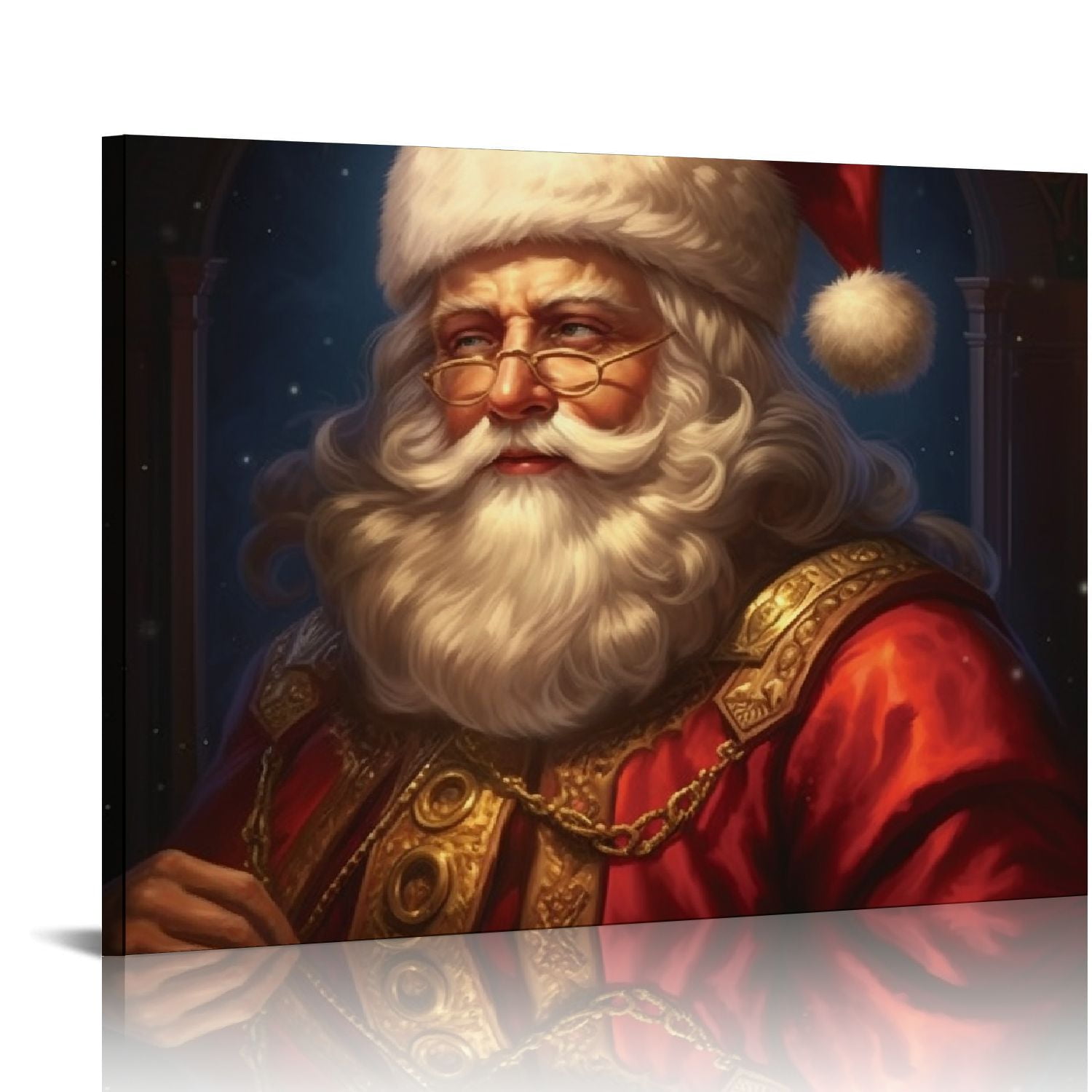 JEUXUS Santa Claus Wall Art Vintage Poster Christmas Gift Painting Canvas Print Picture for ...