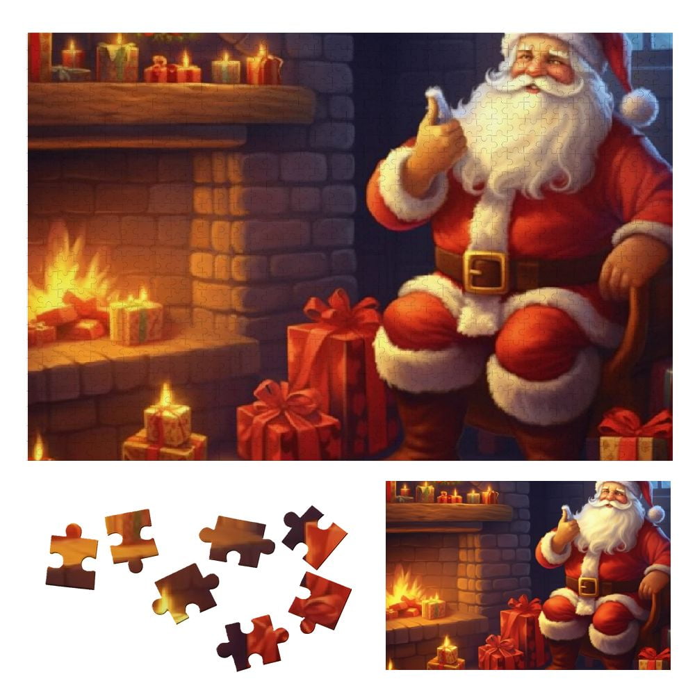JEUXUS Santa Clause, Fireplace, Christmas Tree Wooden Puzzle for Adults ...