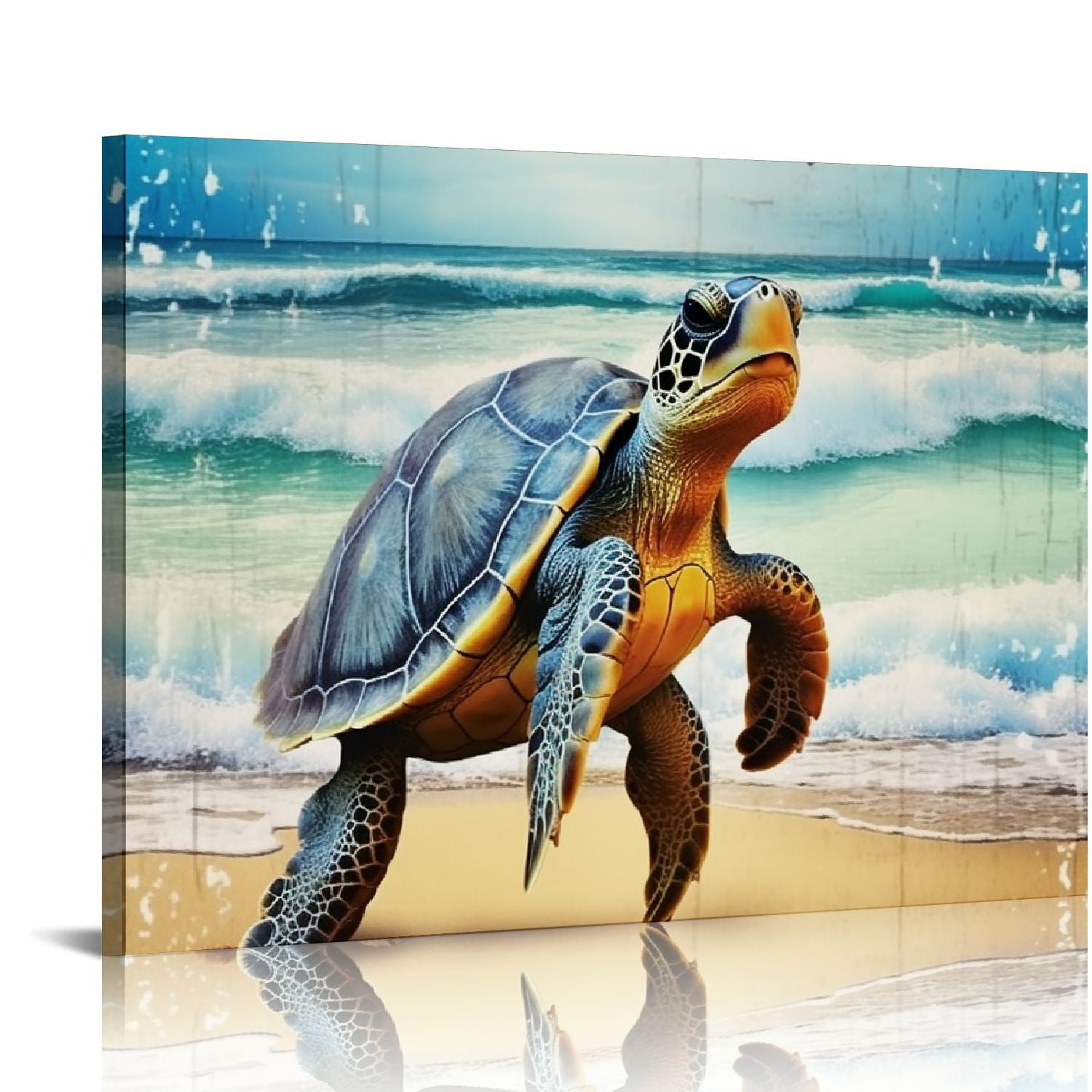 JEUXUS Scripture Holy Bible Wall Art Teal Sea Turtle Walk by Faith ...