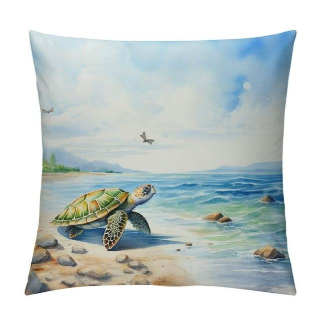 JEUXUS Sea Turtle Pillow Cases Ocean Theme Home Decorative Throw Pillow ...
