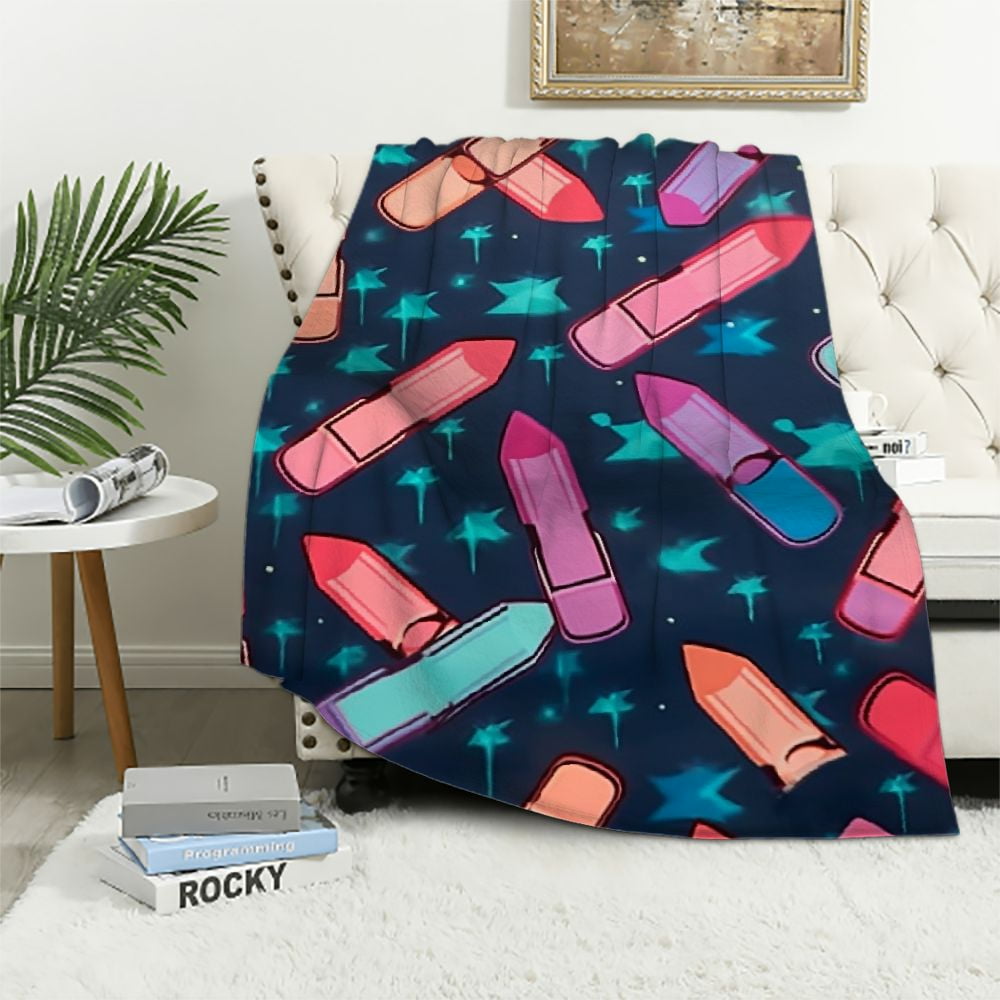 JEUXUS Sexy Red Lips Blanket Lipstick Cozy Blankets Lip Neon Galaxy ...