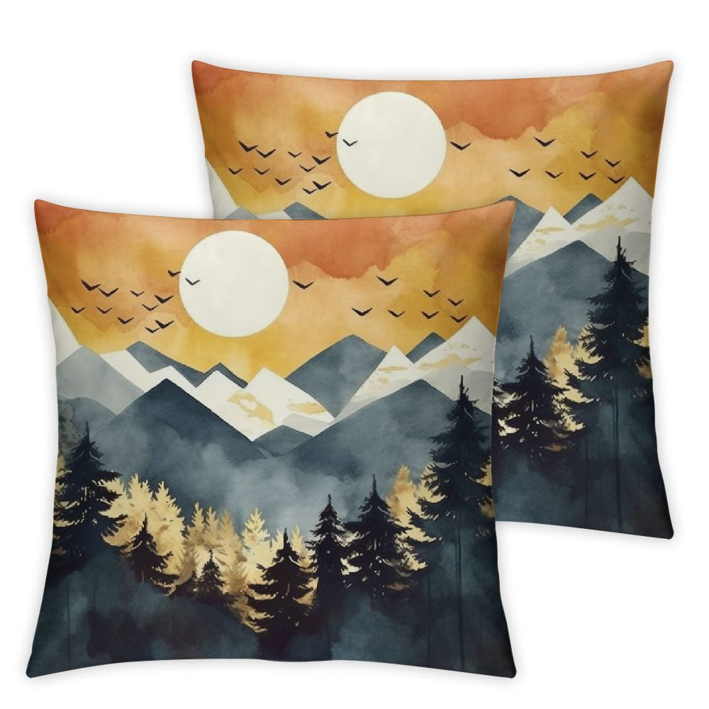 JEUXUS Short Plush 2-Piece Pillowcase Set Indigo and Gold Nordic ...