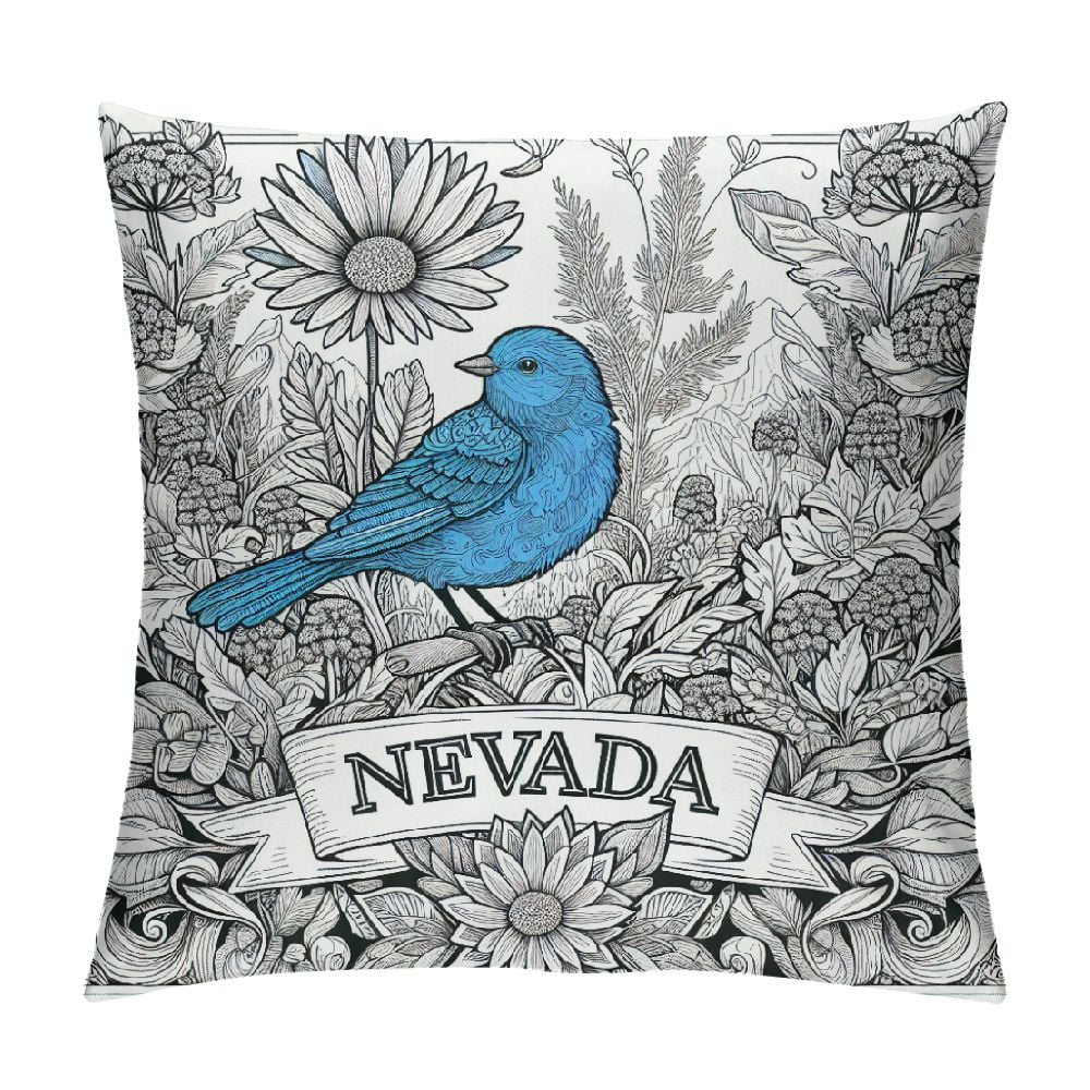 JEUXUS Short Plush Pillowcase Nevada Bluebird State Flower Intricate ...