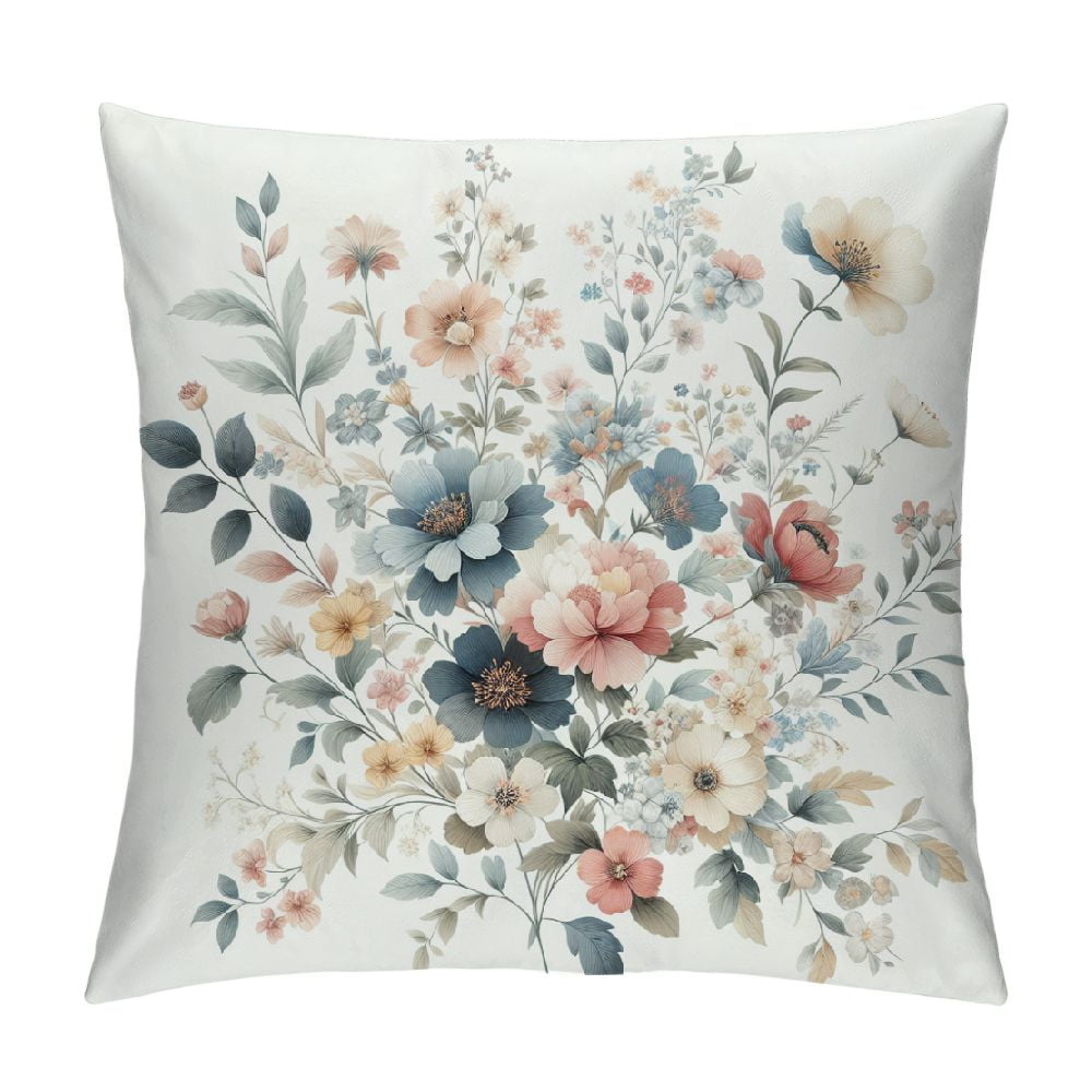JEUXUS Short Plush Pillowcase Watercolor Wildflowers Whimsical Design ...