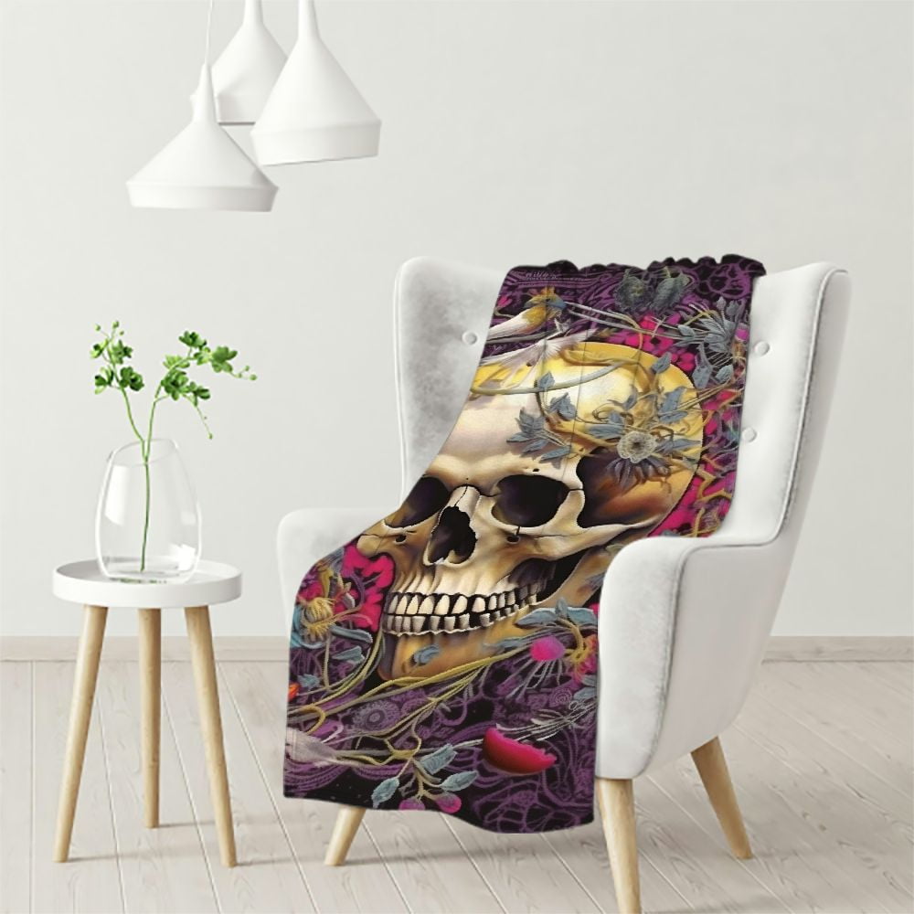 JEUXUS Skull Throw Blanket Sugar Skull Mushroom Halloween Skeleton ...