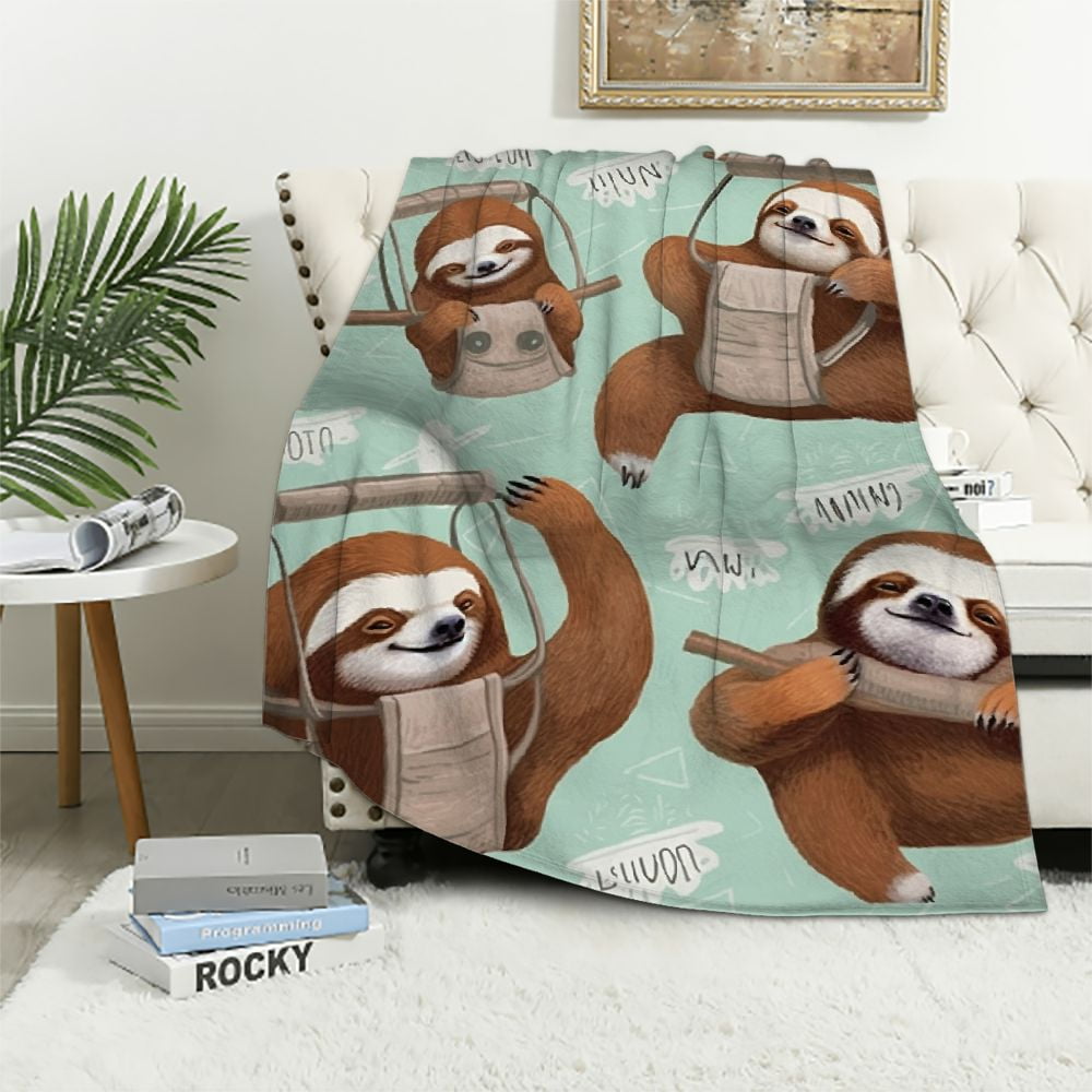 JEUXUS Sloth Throw Blanket, Adorable Super-Soft Extra-Large Sloth ...