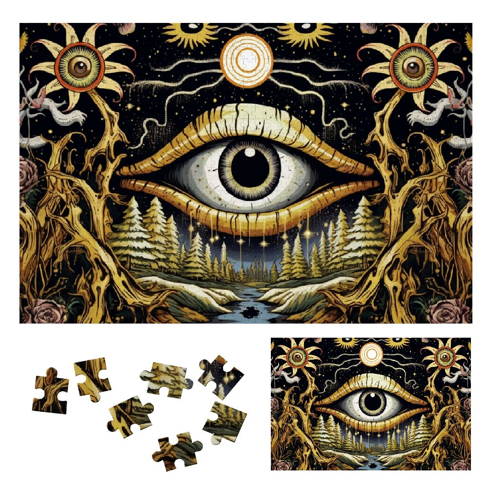 JEUXUS Snake Mushrooms Psychedelic Art Wooden Puzzle for Adults and ...