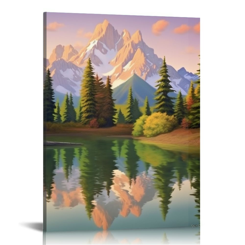 JEUXUS Snow Mountain Scenery Canvas Art Poster And Wall Art Picture ...