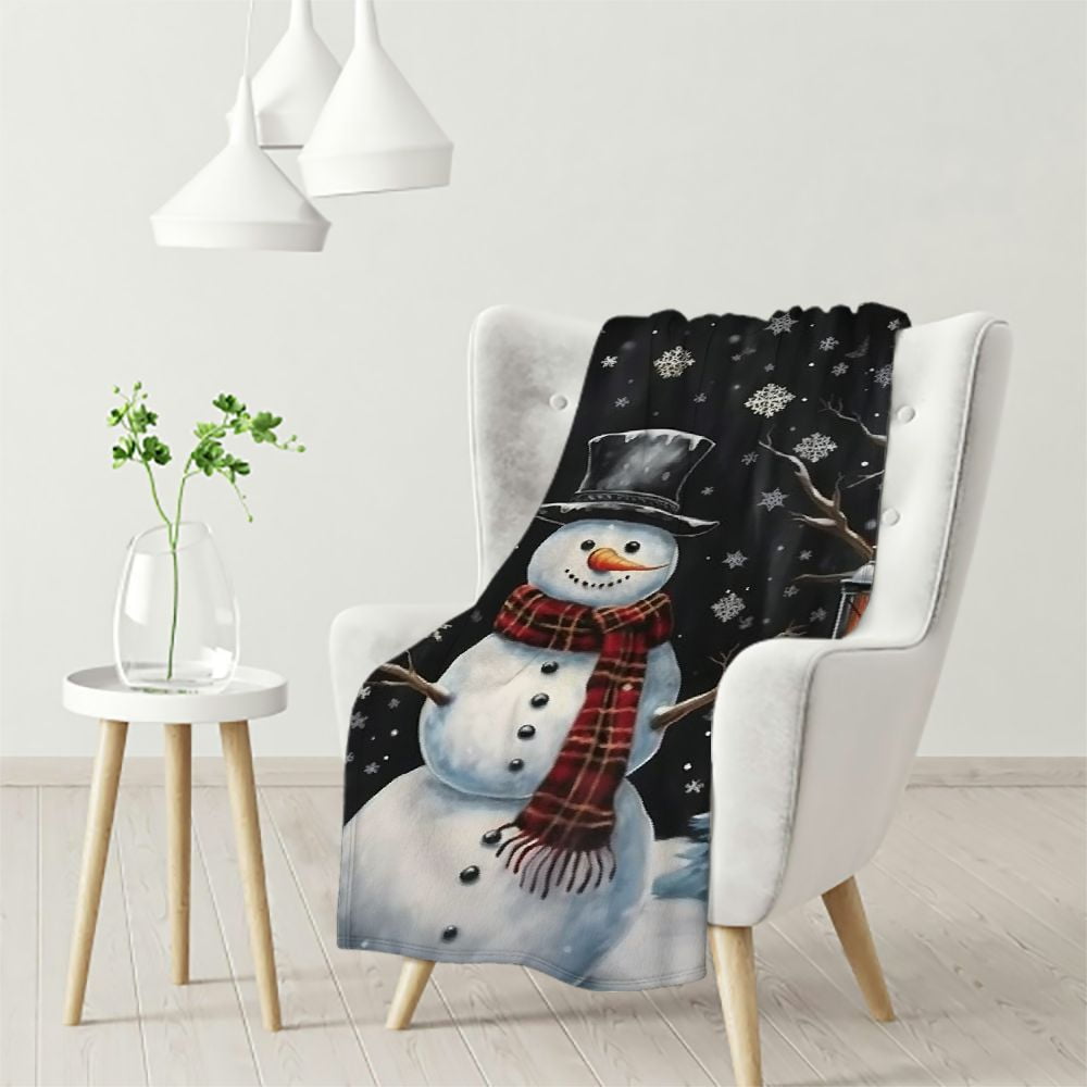 JEUXUS Snowman Snowflake Throw Blanket Christmas Decoration Reindeers ...