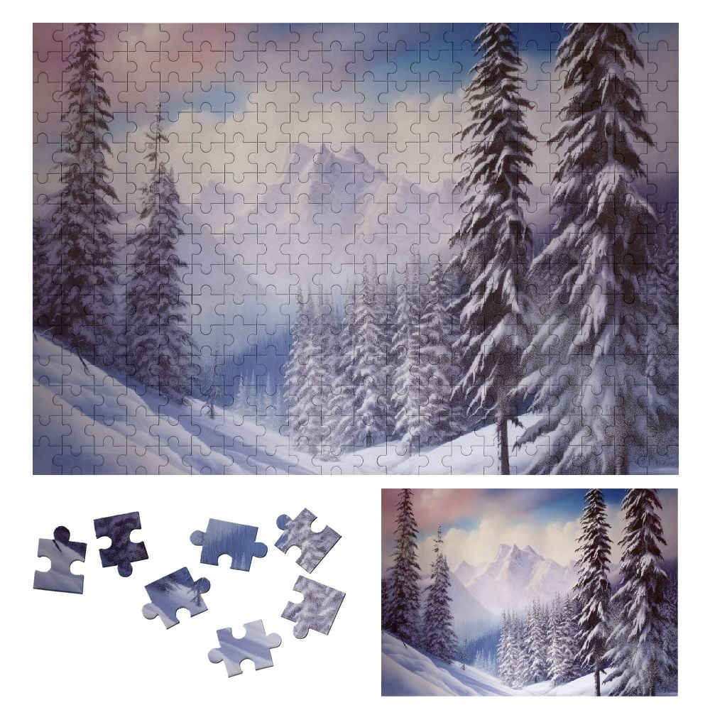 JEUXUS Snowy Mountain Trees Wooden Jigsaw Puzzle Challenging Difficult ...