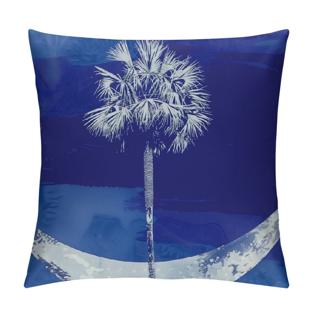 JEUXUS South Carolina Decorative Throw Pillow Case Palm Tree Moon State ...