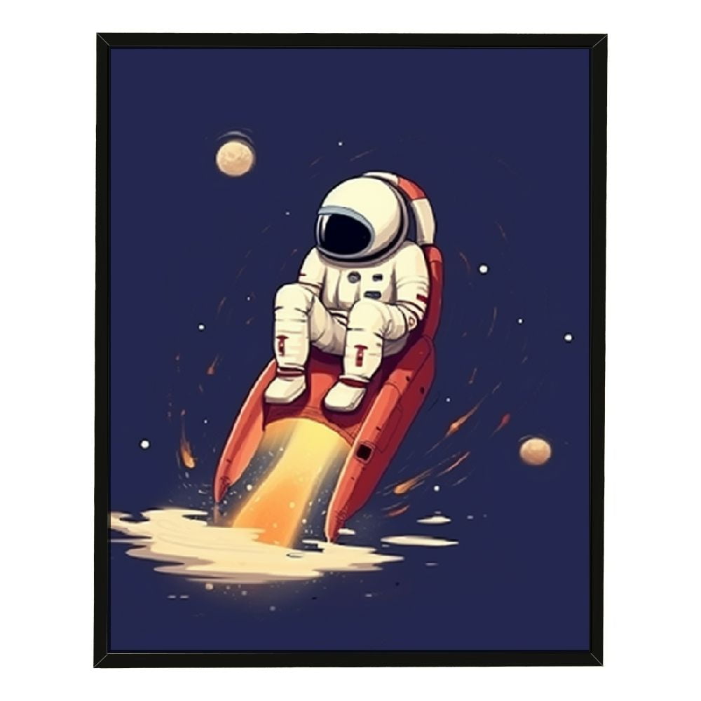 JEUXUS Space Wall Art, Framed Space Poster for Bedroom Decor Cute Paintings Living Room Wall ...