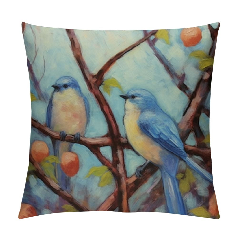 RUIYC Spring Birds Throw Pillow Covers, Outdoor Farmhouse Birds Pillow ...