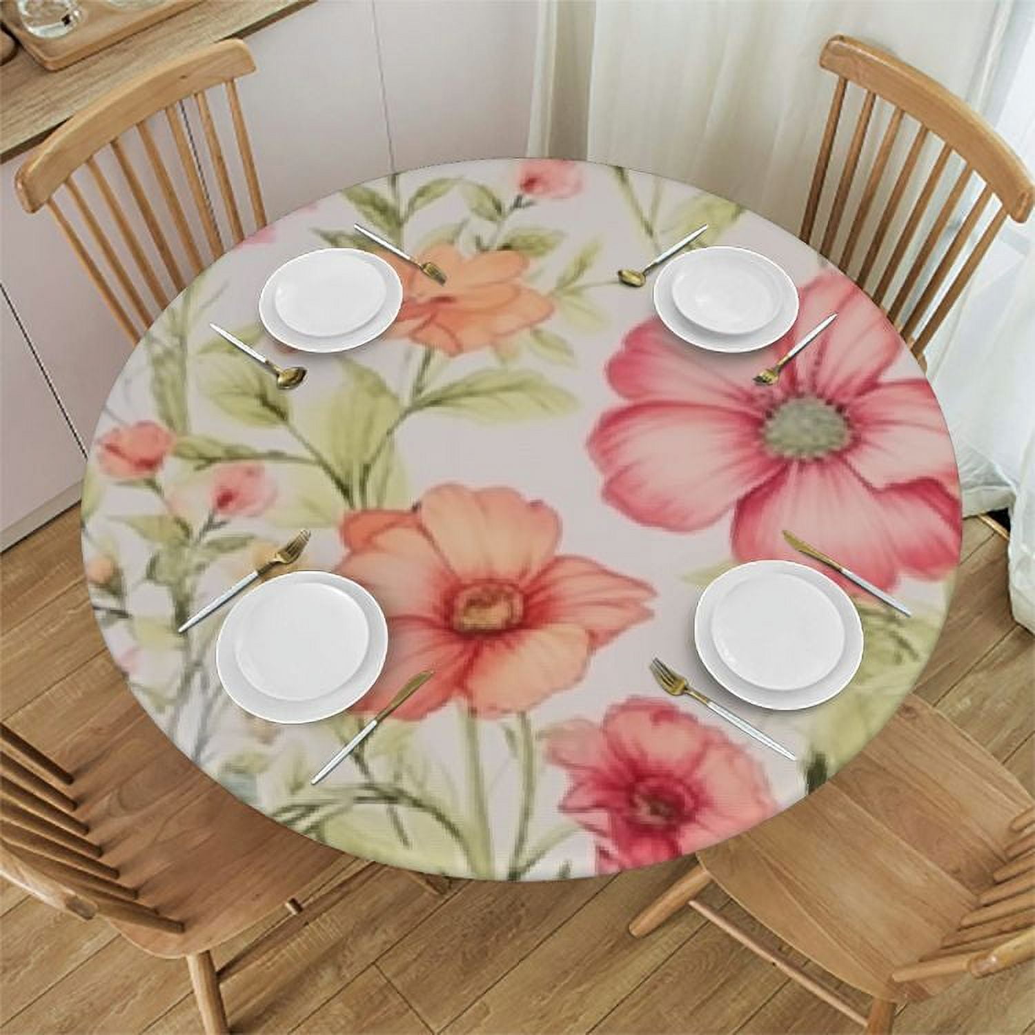 JEUXUS Spring Floral Round Table cover Watercolor Wildflower Leaf ...
