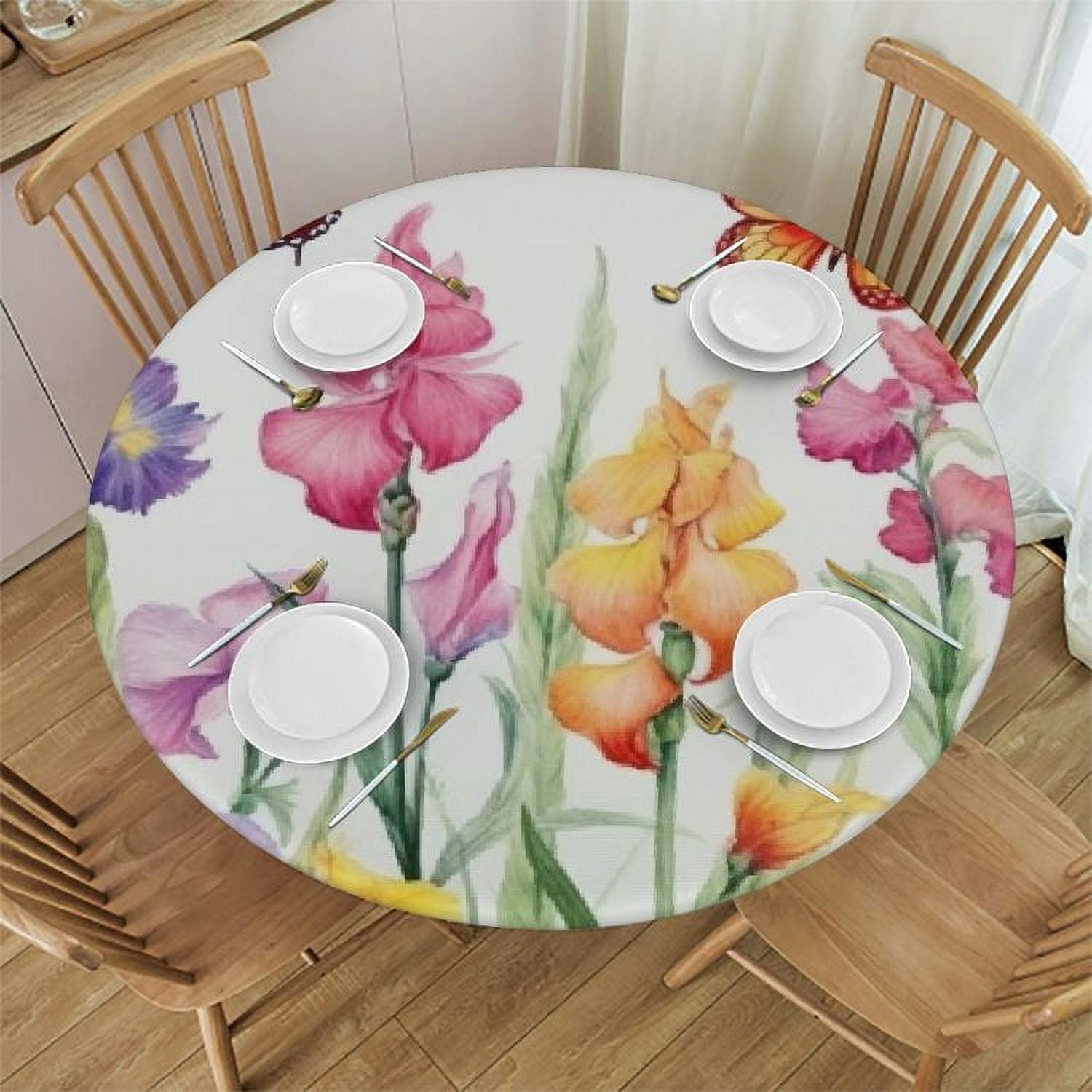 JEUXUS Spring Floral Tablecloth Watercolor Flower Butterfly Reusable ...