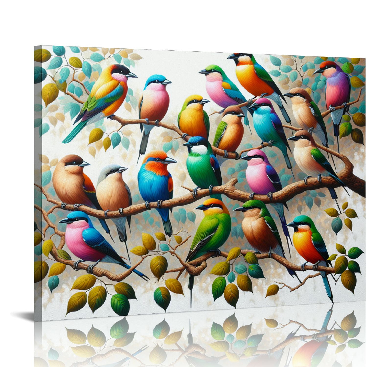 JEUXUS Spring Flowers Canvas Wall Art Birds on Tree Branches Picture ...