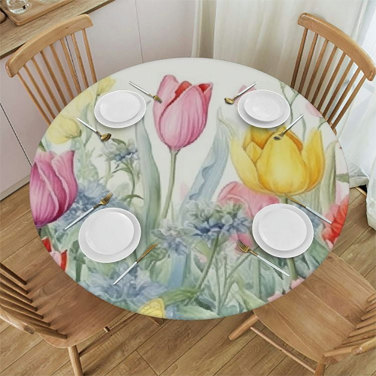 JEUXUS Spring Summer Tulip Tablecloth Lavender Tulip Table Covers ...