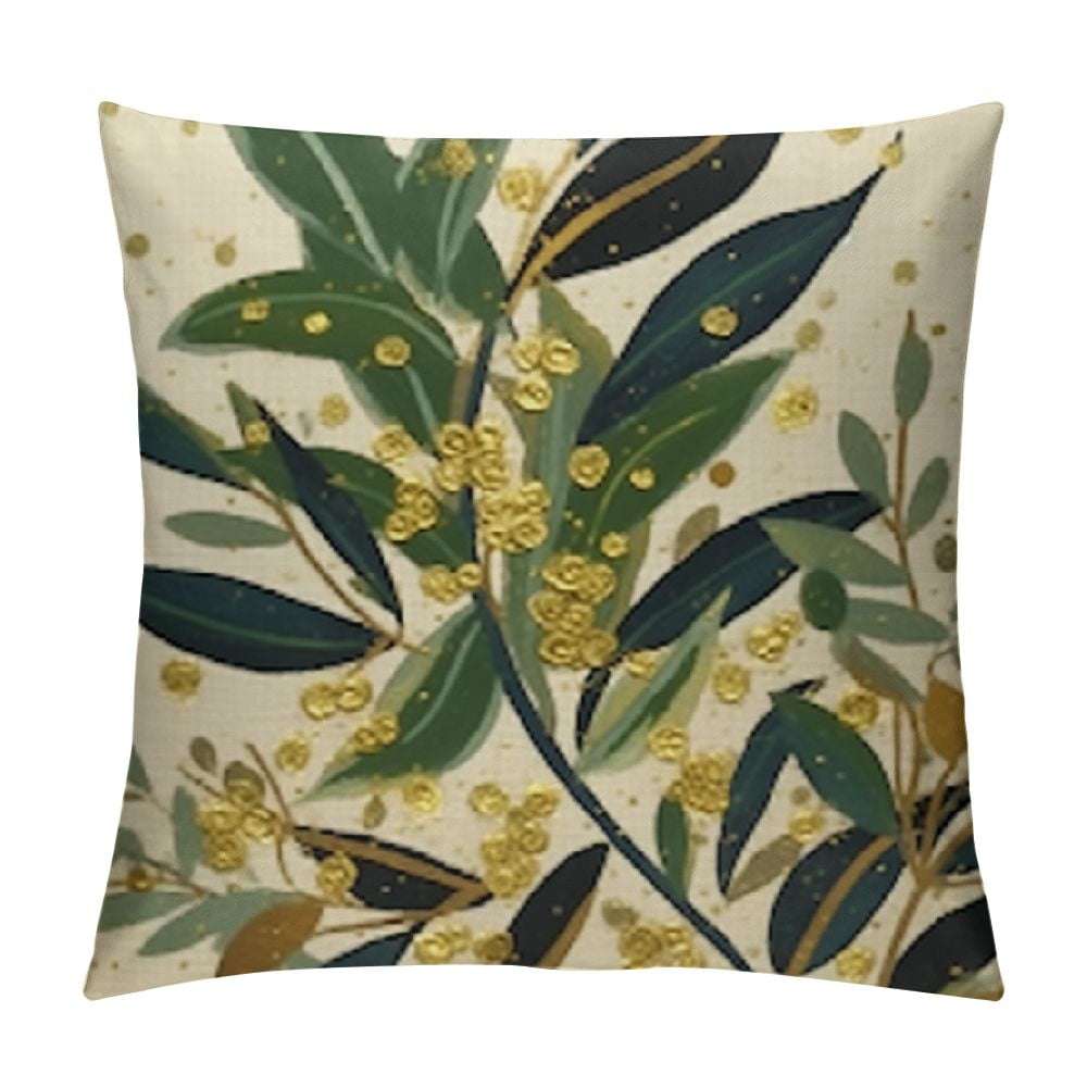 JEUXUS Spring Throw Pillow Covers for Living Room Decorative Gold Green ...