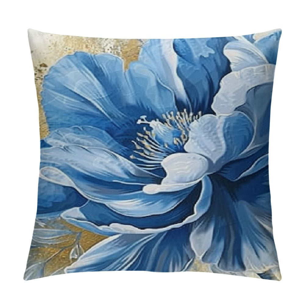JEUXUS Square Blue Flower Fresh Floral Nature Scenery Plush Pillowcase ...