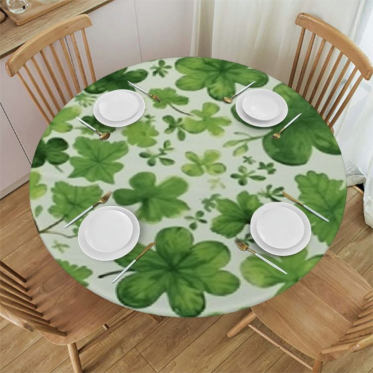 JEUXUS St Patrick Round Tablecloth Watercolor Clover Circular Table ...