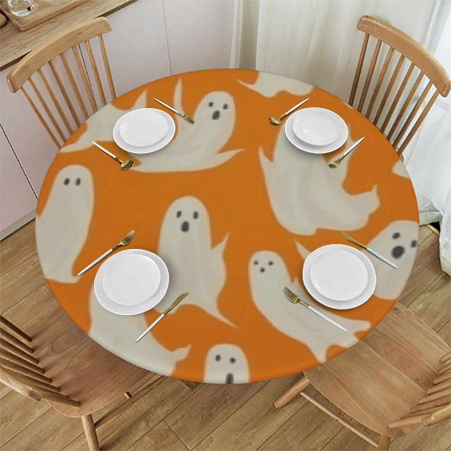 JEUXUS Stain Resistant Dust-Proof Round Table Cloth - Cute Orange ...