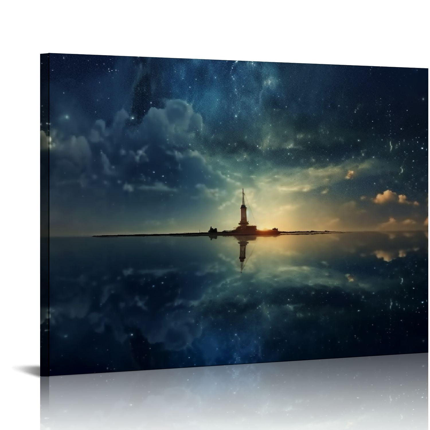 JEUXUS Starry Sky Ocean Night View Wall Art Poster Canvas Prints For ...