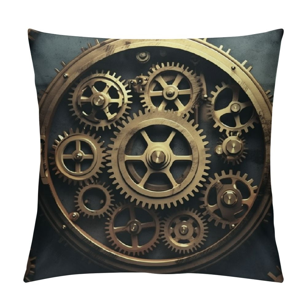 JEUXUS Steampunk Gears Print Corduroy Throw Pillow Covers Striped ...