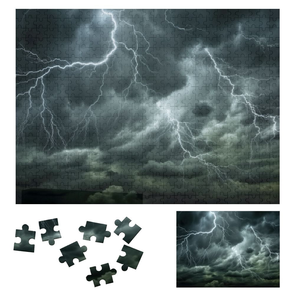 JEUXUS Storm Lightning Field Wooden Jigsaw Puzzle Challenging Difficult ...