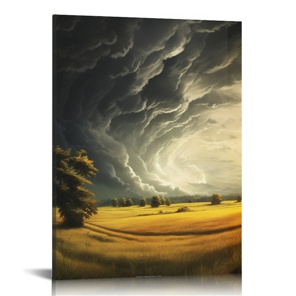 JEUXUS Storm Wall Art, Tornado Over Open Prairie, Thunderstorm wall art ...