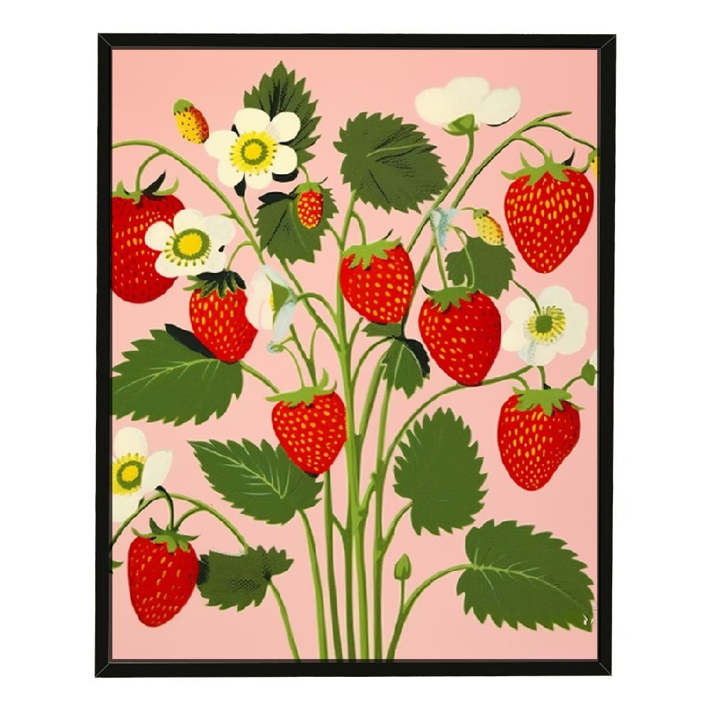 JEUXUS Strawberry Fruit Market Print Abstract Fruit Wall Art Strawberry ...