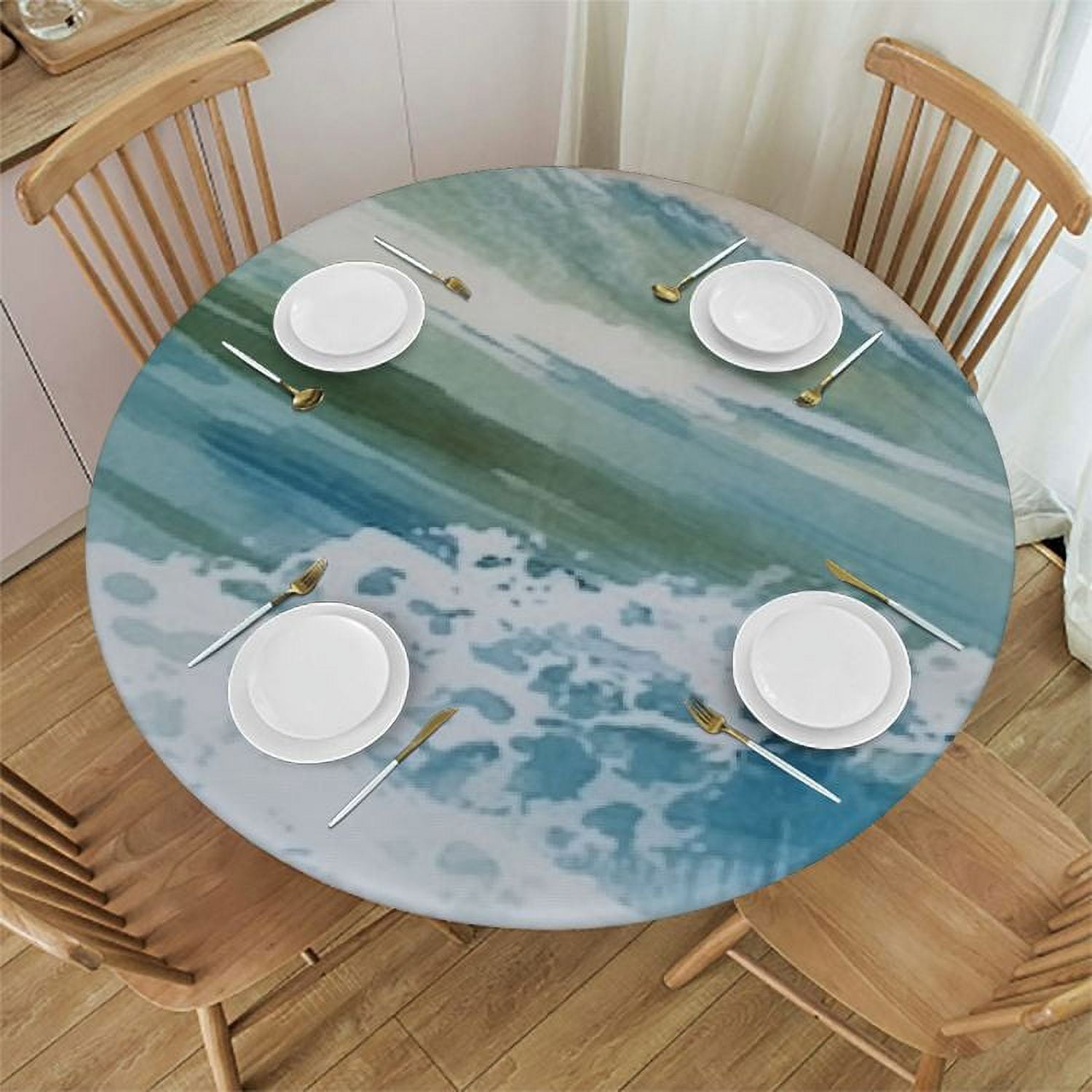 RUIYC Summer Ocean Round Fitted Table cover Beach Seaside Waterproof ...