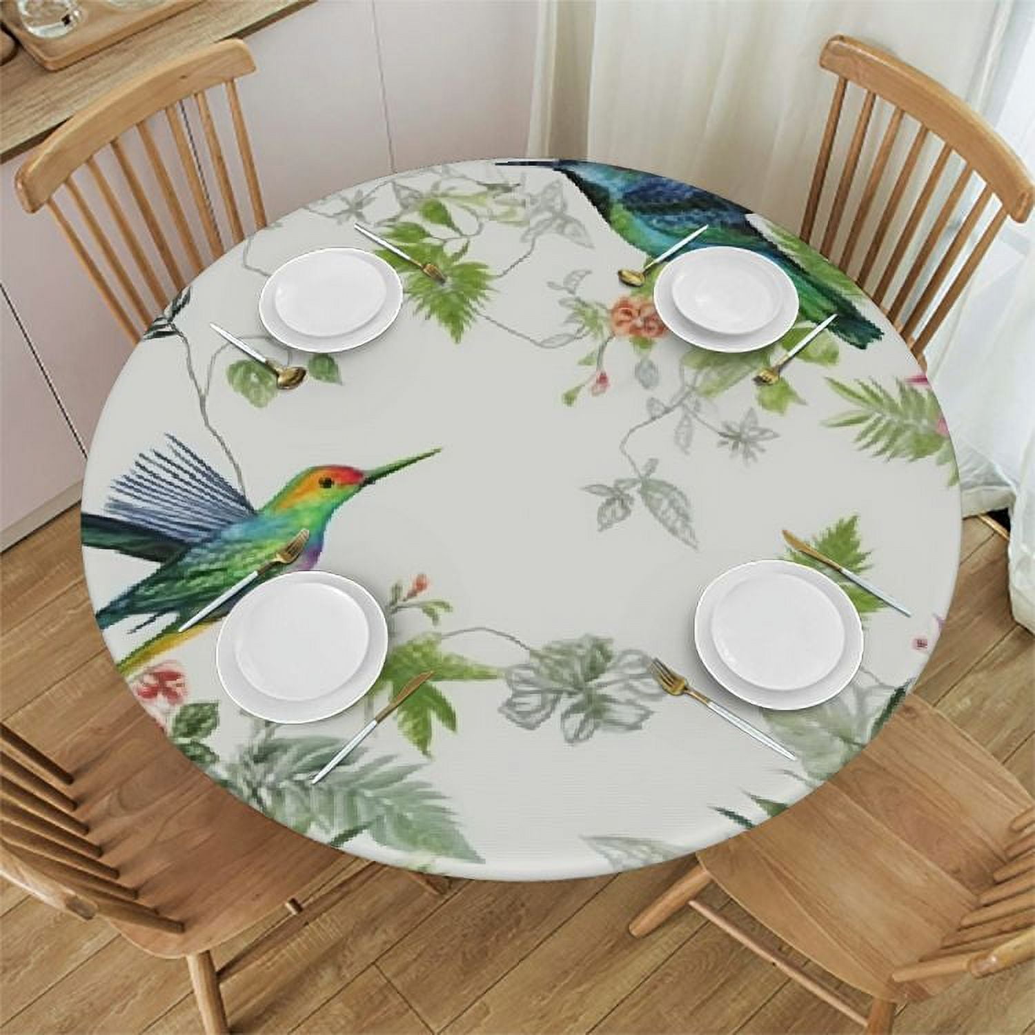 JEUXUS Summer Tropical Palm Leaf Round Tablecloth Spring Floral ...